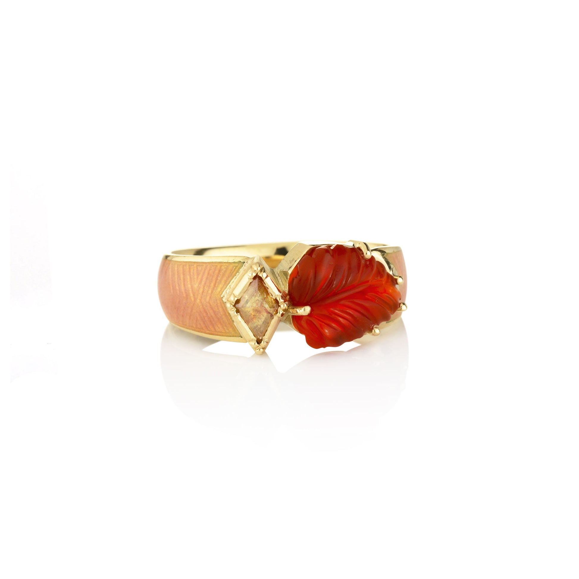 Maya Enamel Fire Opal Leaf Diamond Slice Ring – Brooke Gregson UK